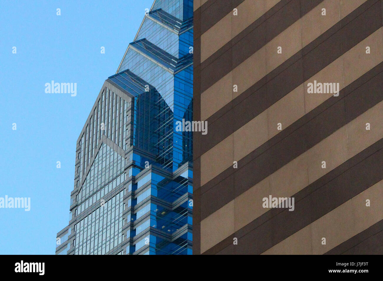 One Liberty Place in Philadelphia. Lights and darks contrast between ...