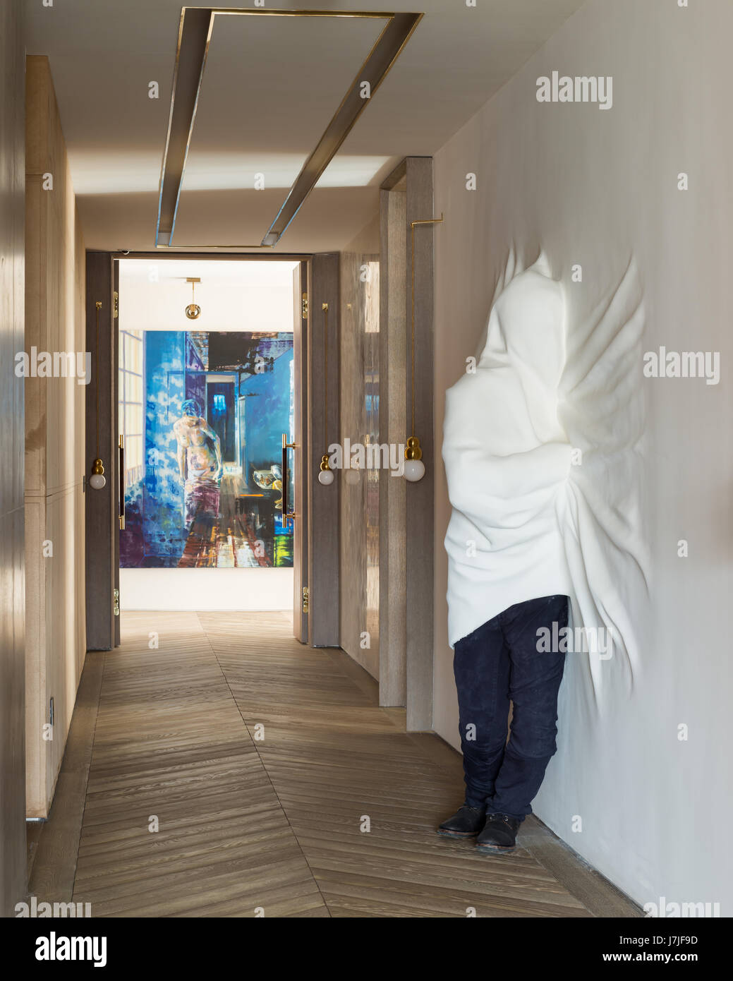 Shrouded figure sculpted from powdered glass by Daniel Arsham in ...