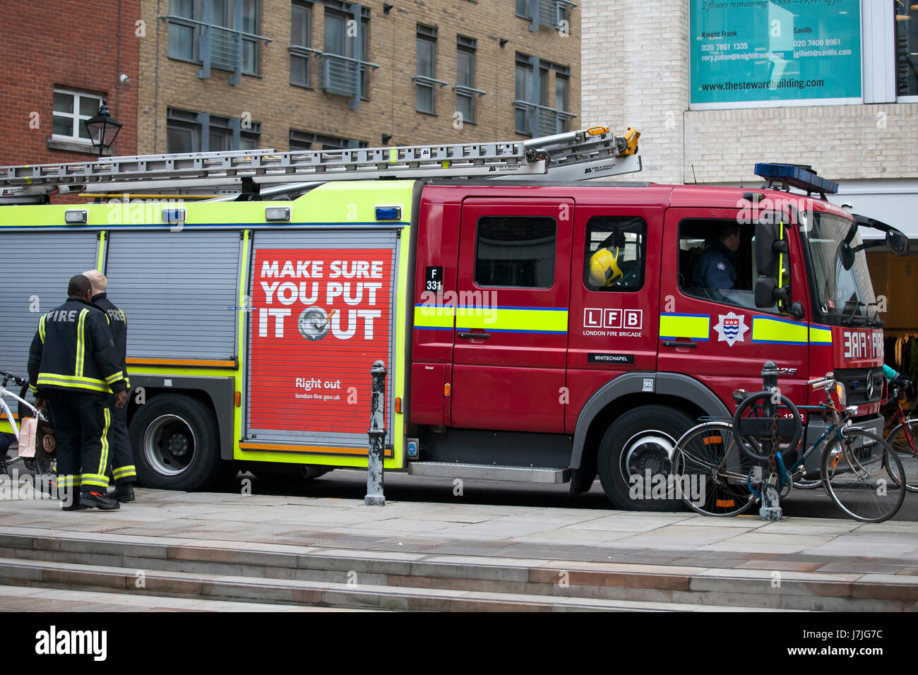 LONDON, ENGLAND - March 12, 2017 Emergency services Firefighters from ...