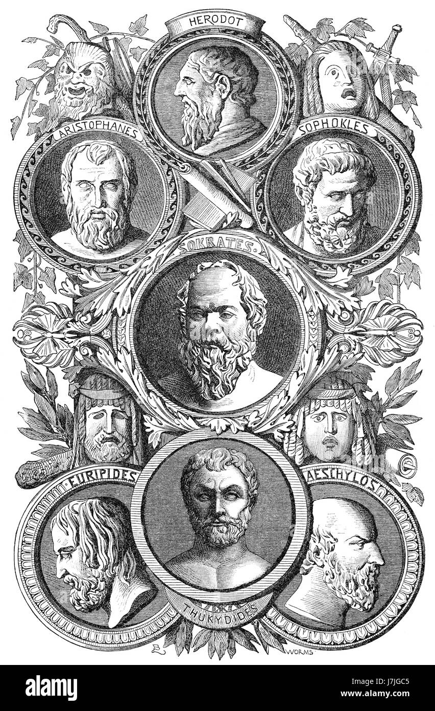 Aeschylus, Sophokles, Herodotus, Socrates, Aristophanes, Euripides ...