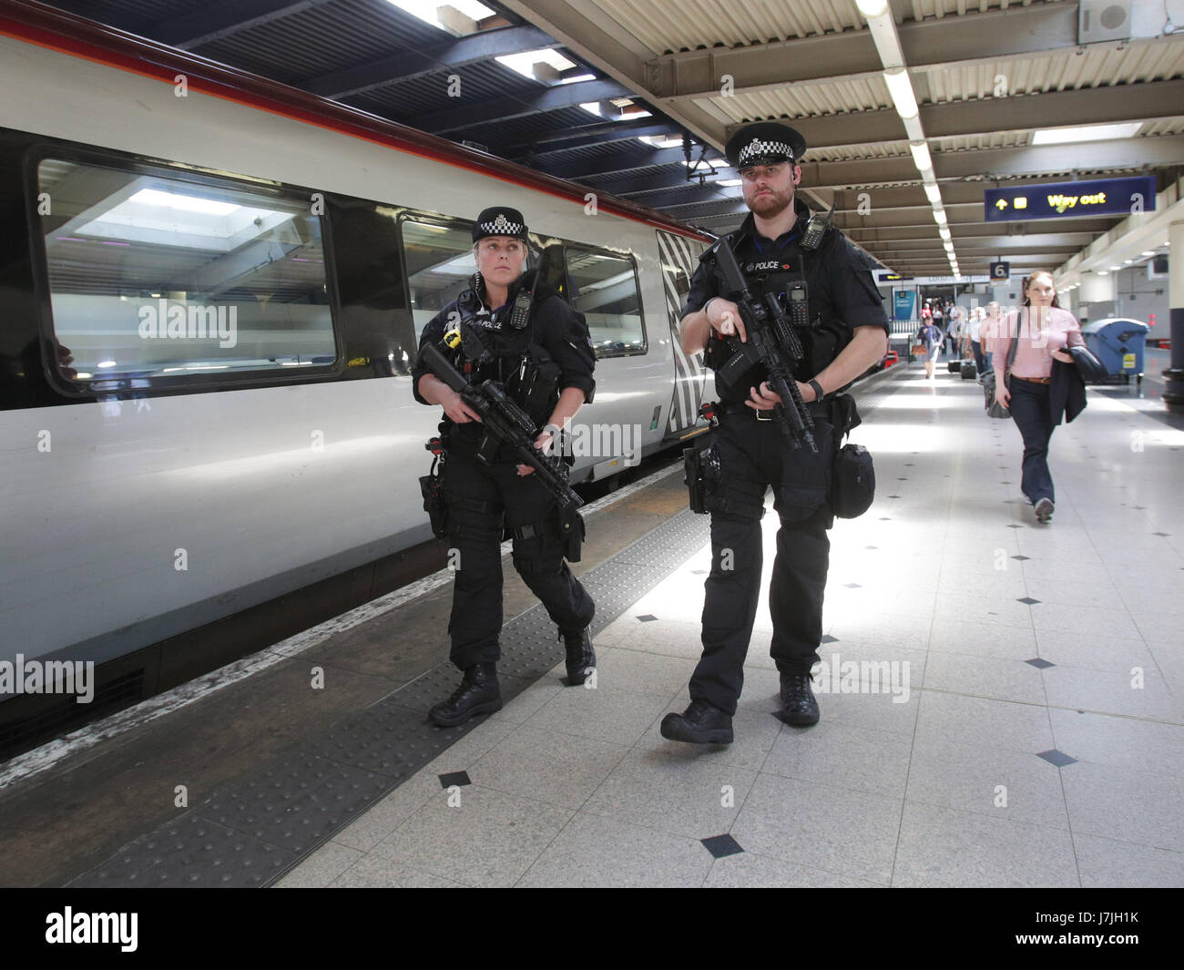 Armed British Transport Police Specialist Operations officers on the ...