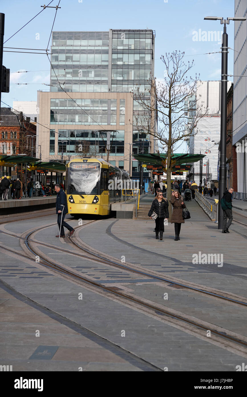 Tram system Manchester city center Stock Photo - Alamy