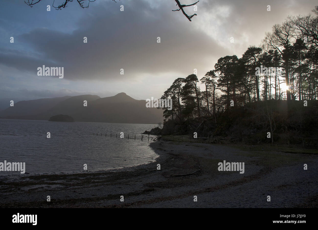 The rocky outcrop of Friar's Crag on Derwent Water Keswick with The Cat ...