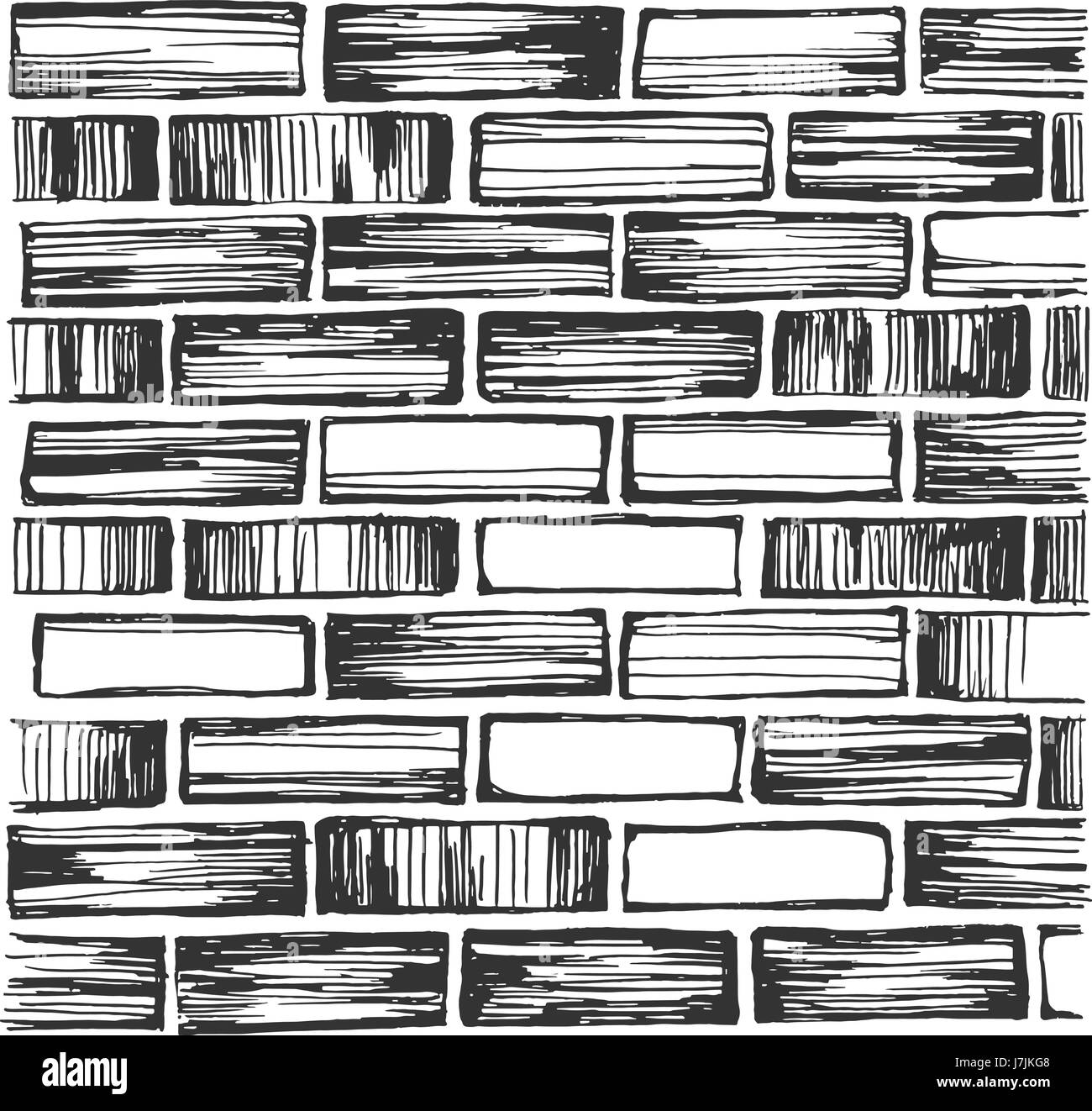 Brick Wall Black And White Drawing