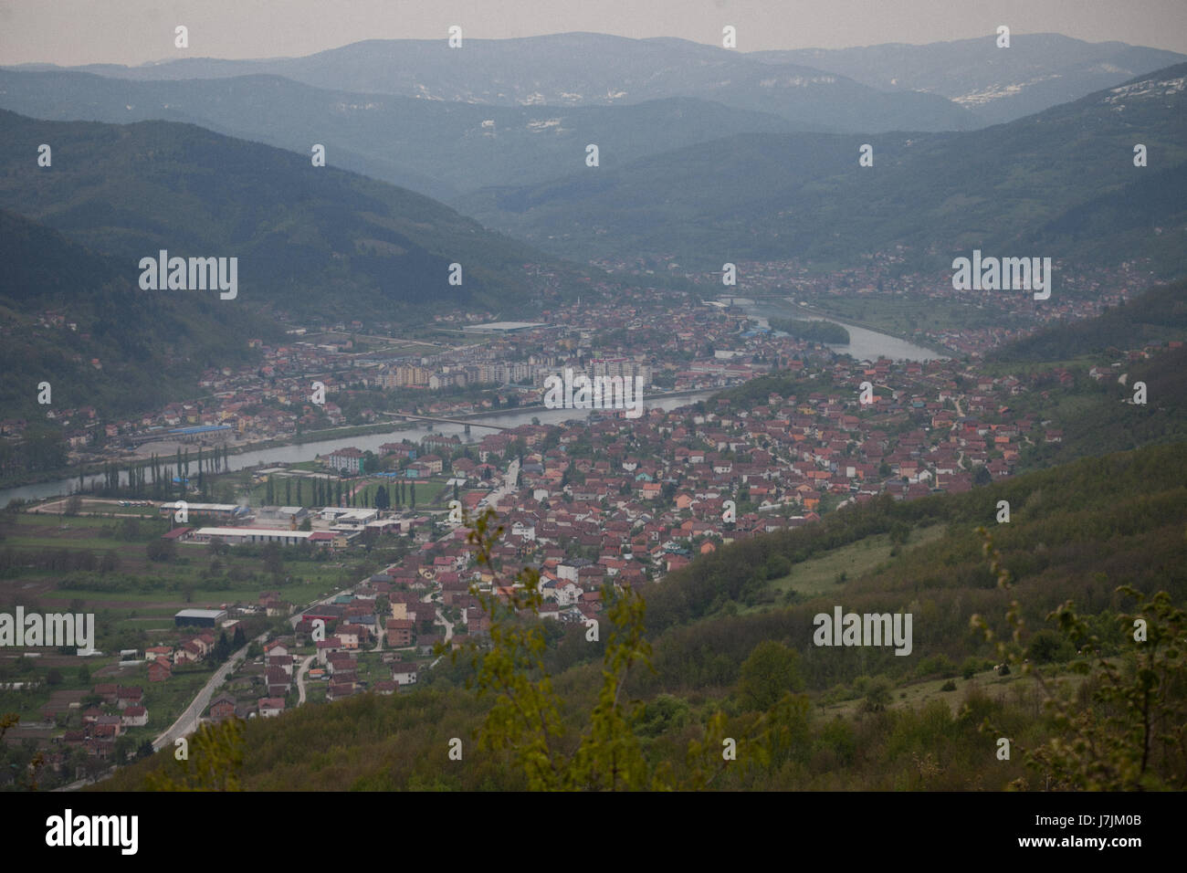 Panorama of Bosnian town Gorazde Stock Photo - Alamy