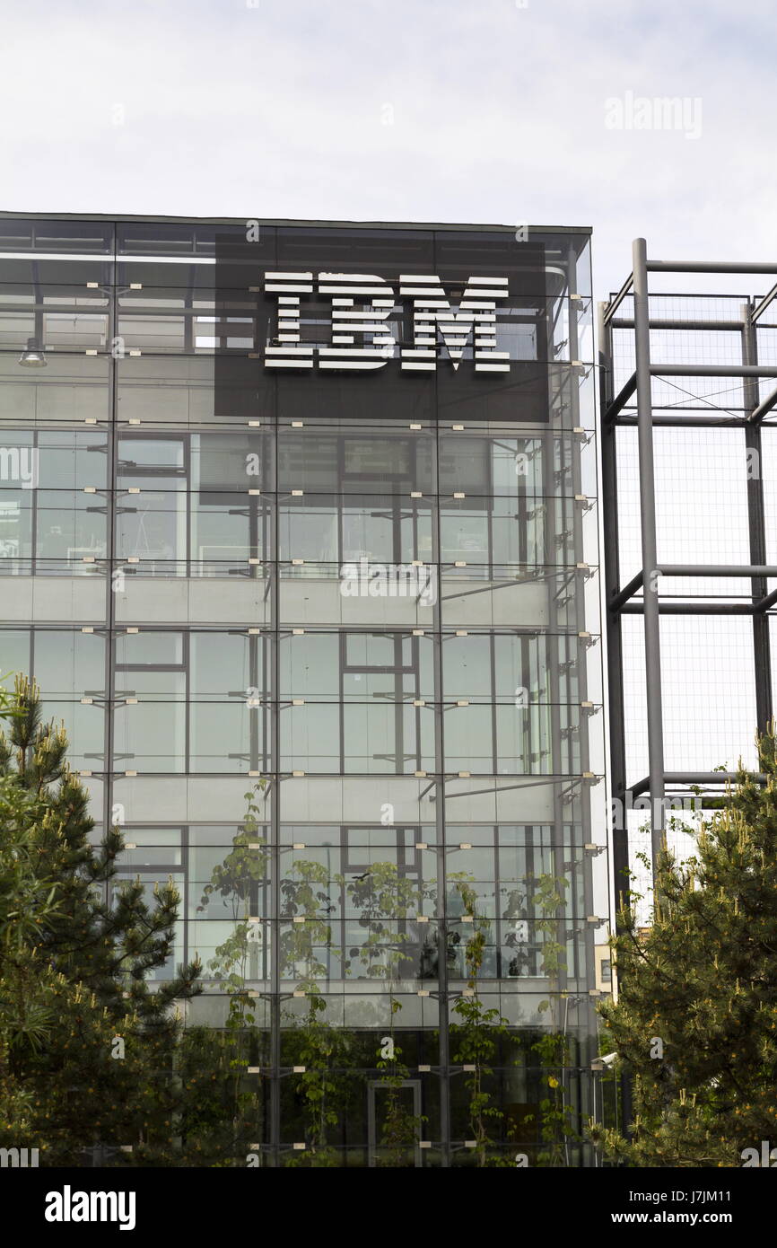 PRAGUE, CZECH REPUBLIC - MAY 22: IBM company logo on headquarters ...