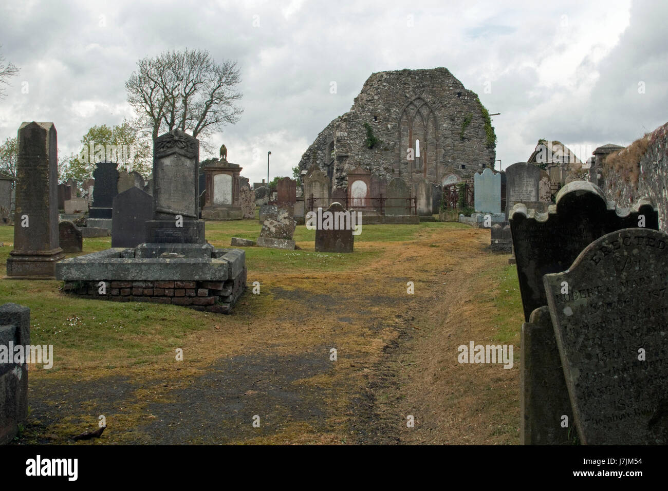 Path through an old cemetery leading to old ruins in Newtownards Co ...