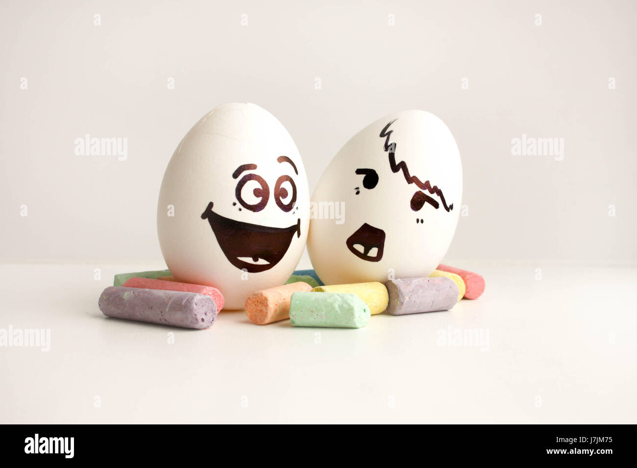 Eggs with painted faces. Photo for your design. The concept of ...