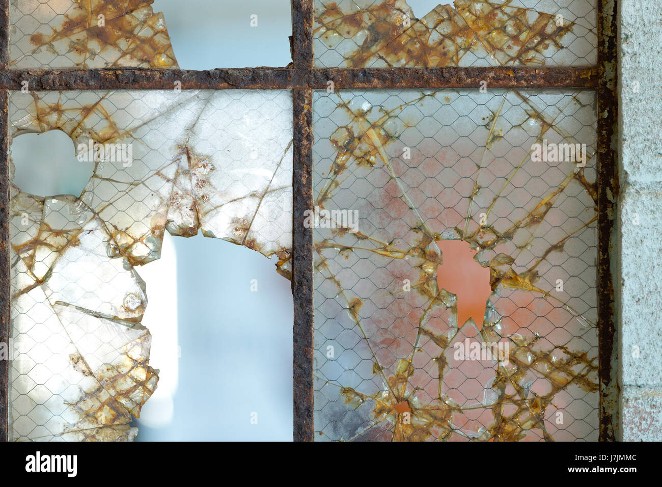 Details from Alcatraz prison island. The window from inside the ...