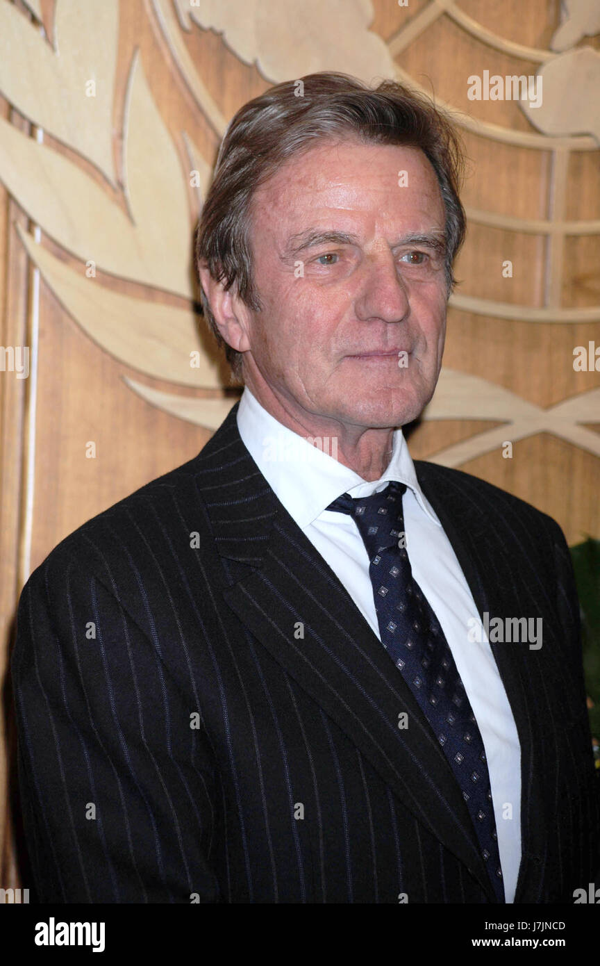 Foreign Minister of France, Bernard Kouchner, speaks to the media about ...