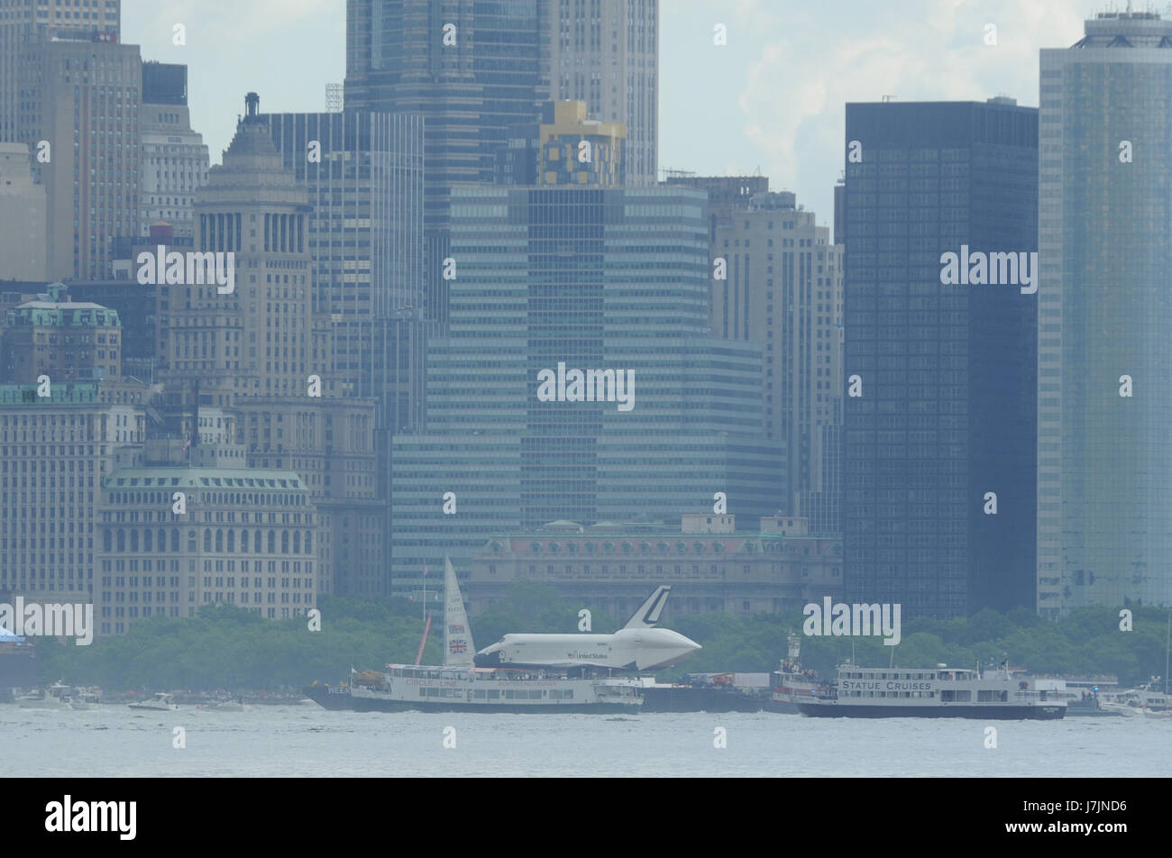 Space Shuttle Enterprise arrives at it's new location aboard the ...