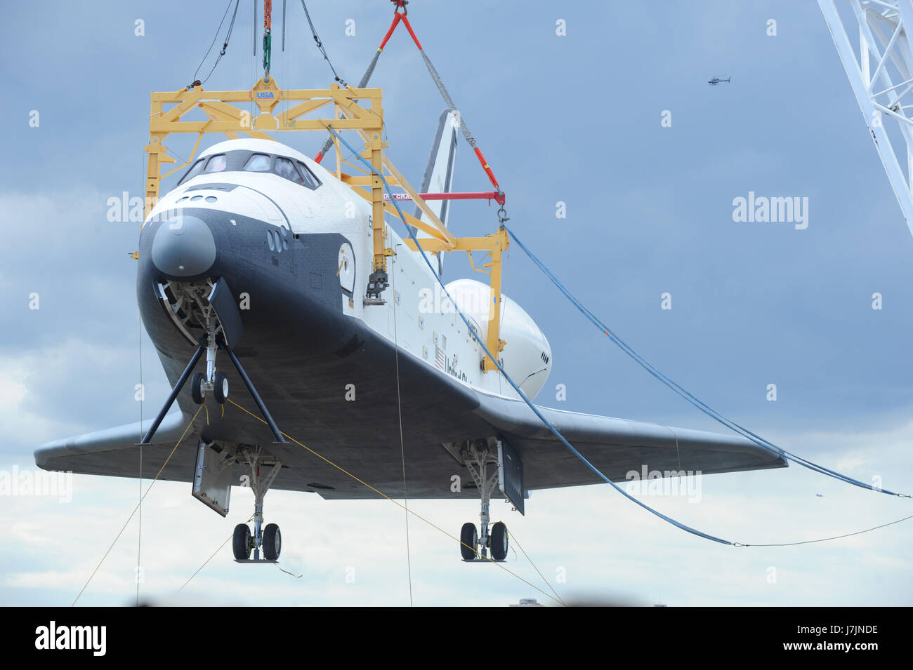 Space Shuttle Enterprise arrives at it's new location aboard the ...