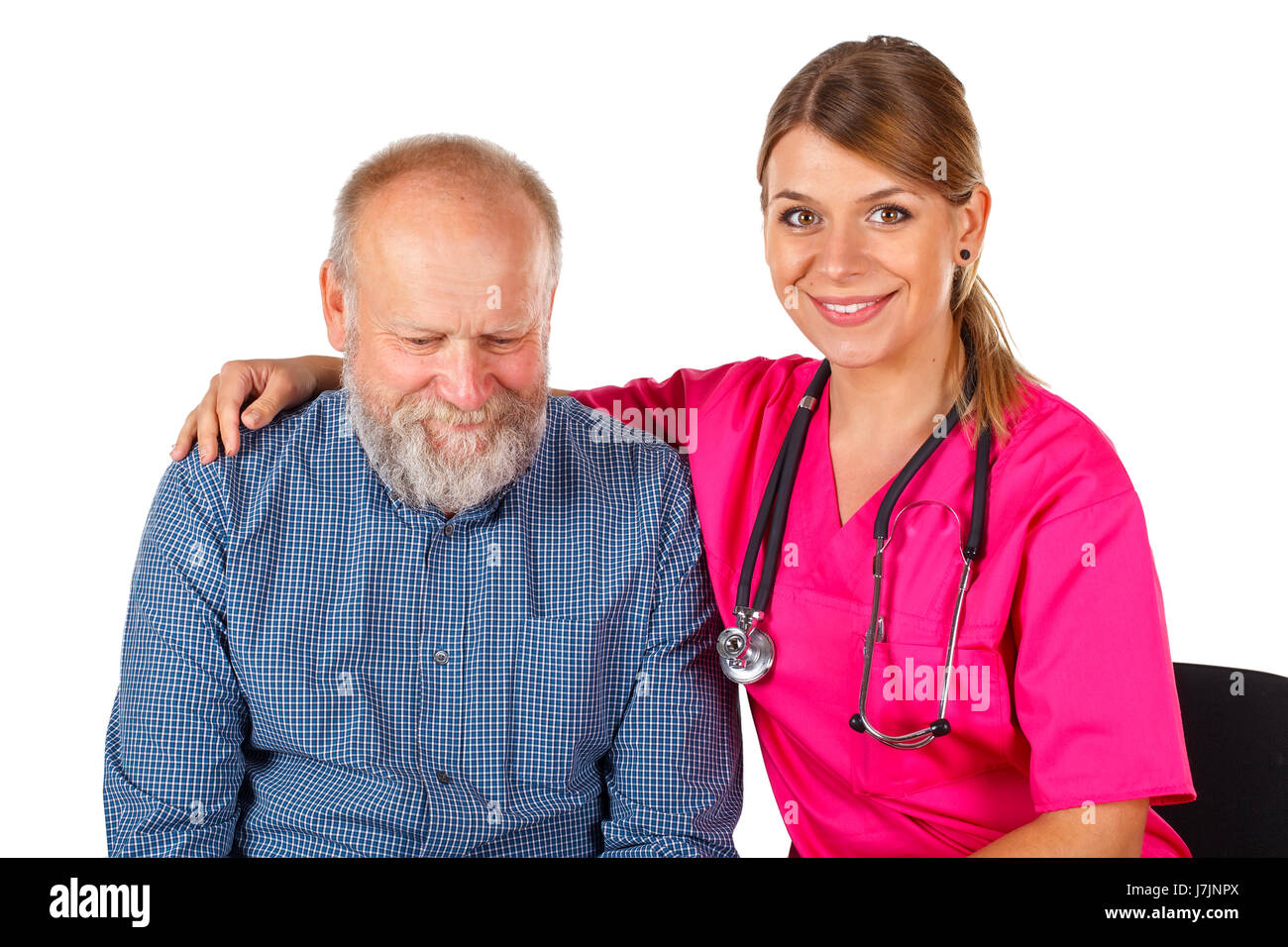 Picture of a senior man discussing medical problems with his doctor ...