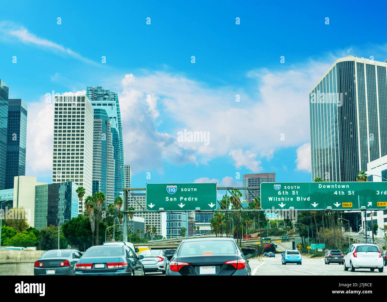 Traffic in 110 freeway in Los Angeles, California Stock Photo - Alamy