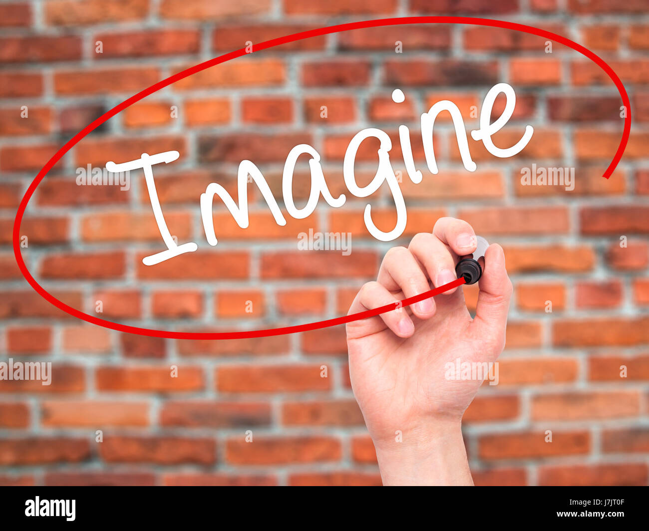Man Hand writing Imagine with black marker on visual screen. Isolated ...