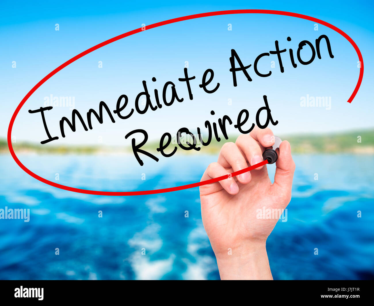 Man Hand writing Immediate Action Required with black marker on visual ...