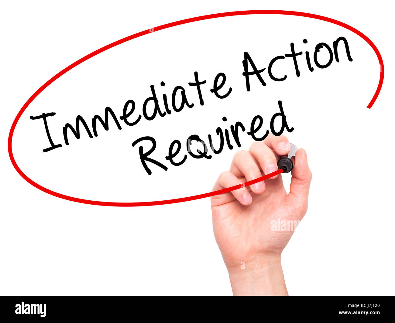 Man Hand writing Immediate Action Required with black marker on visual ...
