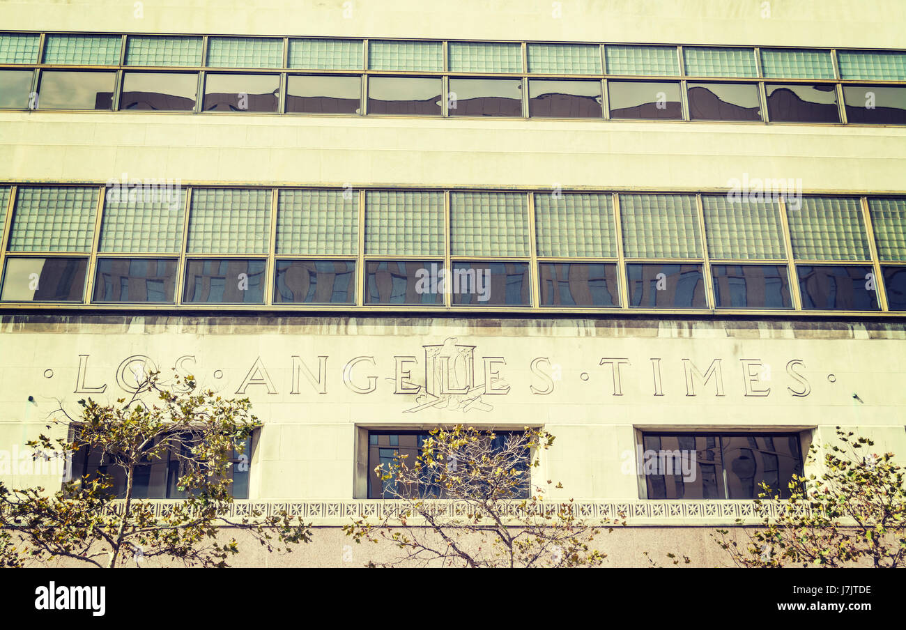LOS ANGELES, CALIFORNIA - OCTOBER 27, 2016: Los Angeles Times building ...