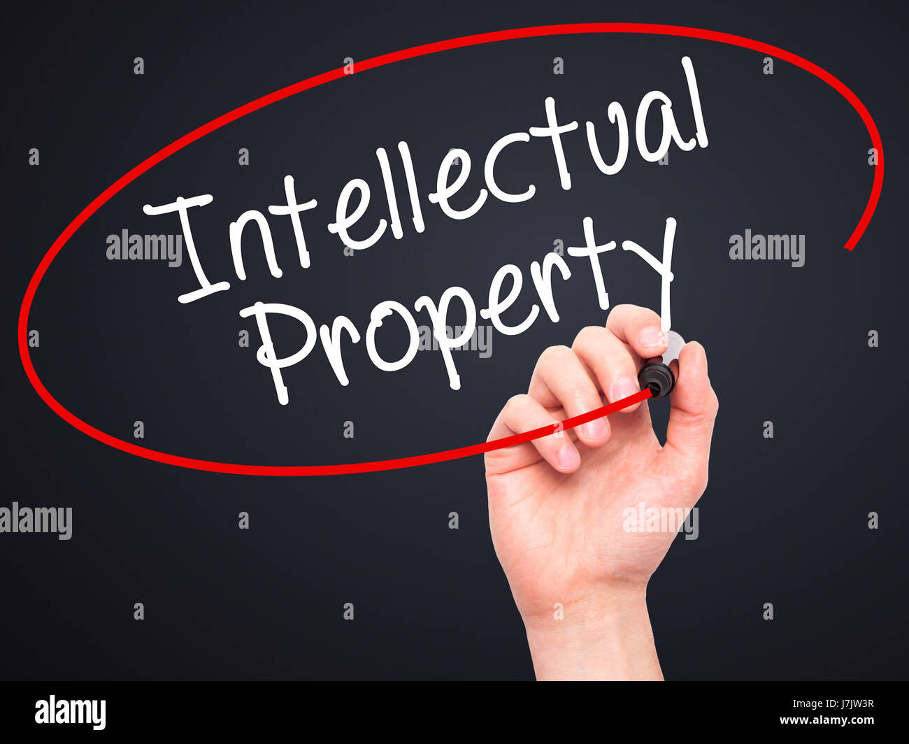 Man Hand writing Intellectual Property with black marker on visual ...