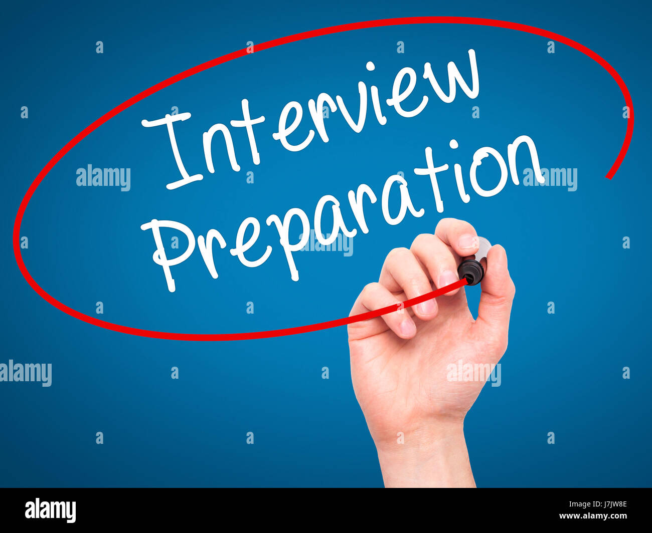 Man Hand writing Interview Preparation with black marker on visual ...
