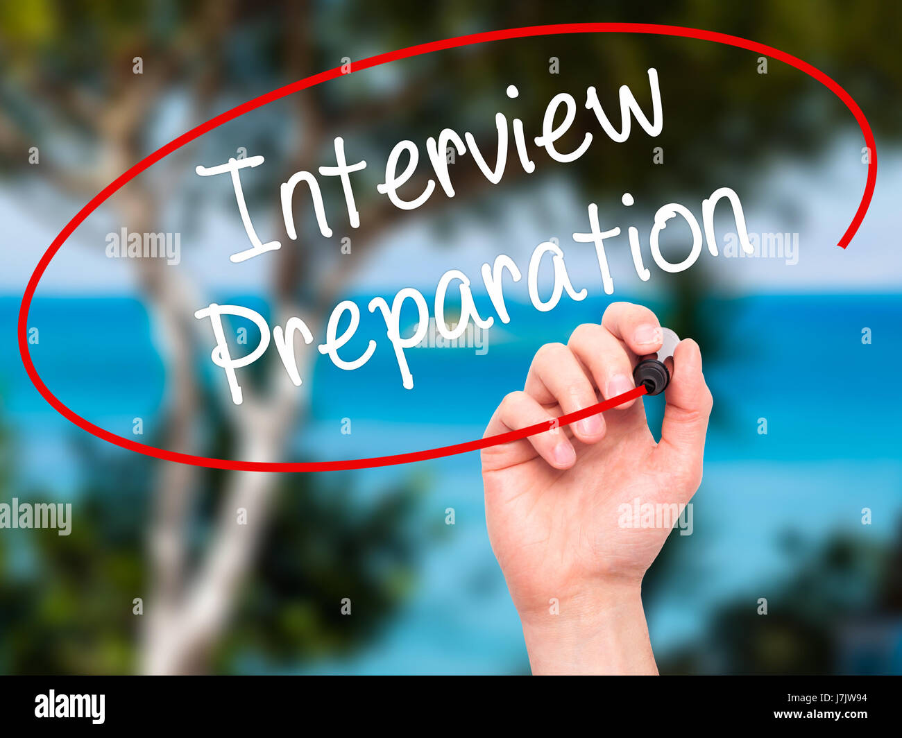 Man Hand writing Interview Preparation with black marker on visual ...