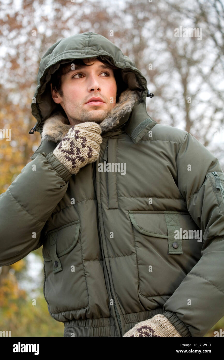 fashion modern modernity stylish leaves foliage man jacket fall autumn ...