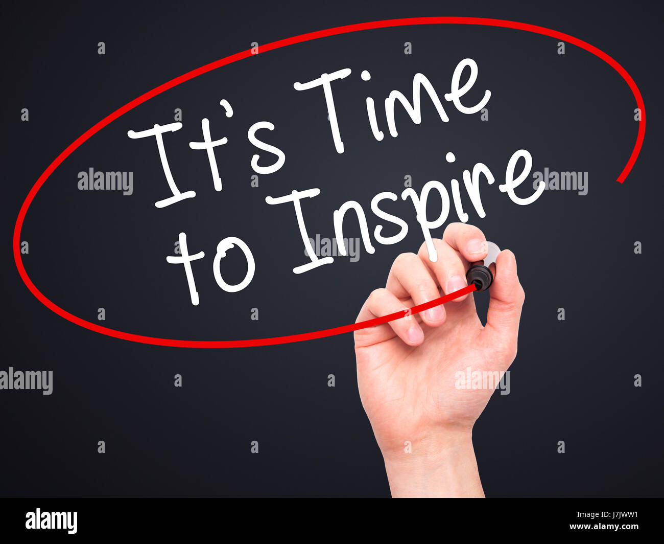Man Hand writing It's Time to Inspire with black marker on visual ...