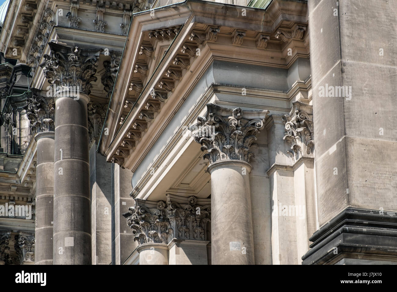 Classical historic building details, coloums, pillars, capitals and ...