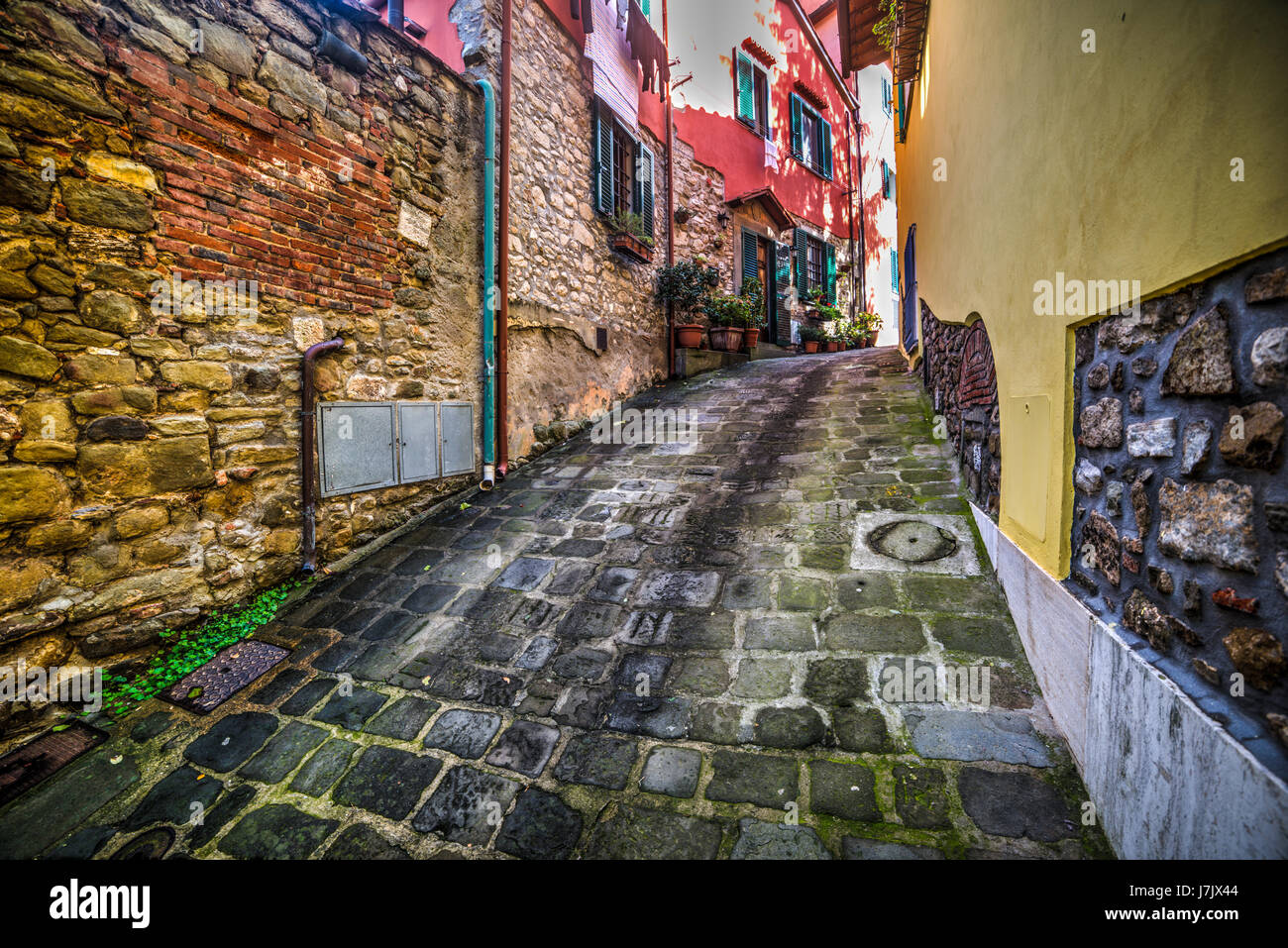 brick walls and pavement in Montecatini, Italy Stock Photo - Alamy