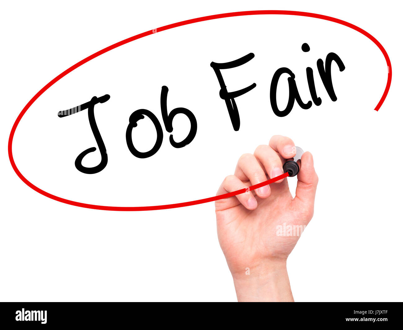 Man Hand writing Job Fair with black marker on visual screen. Isolated ...