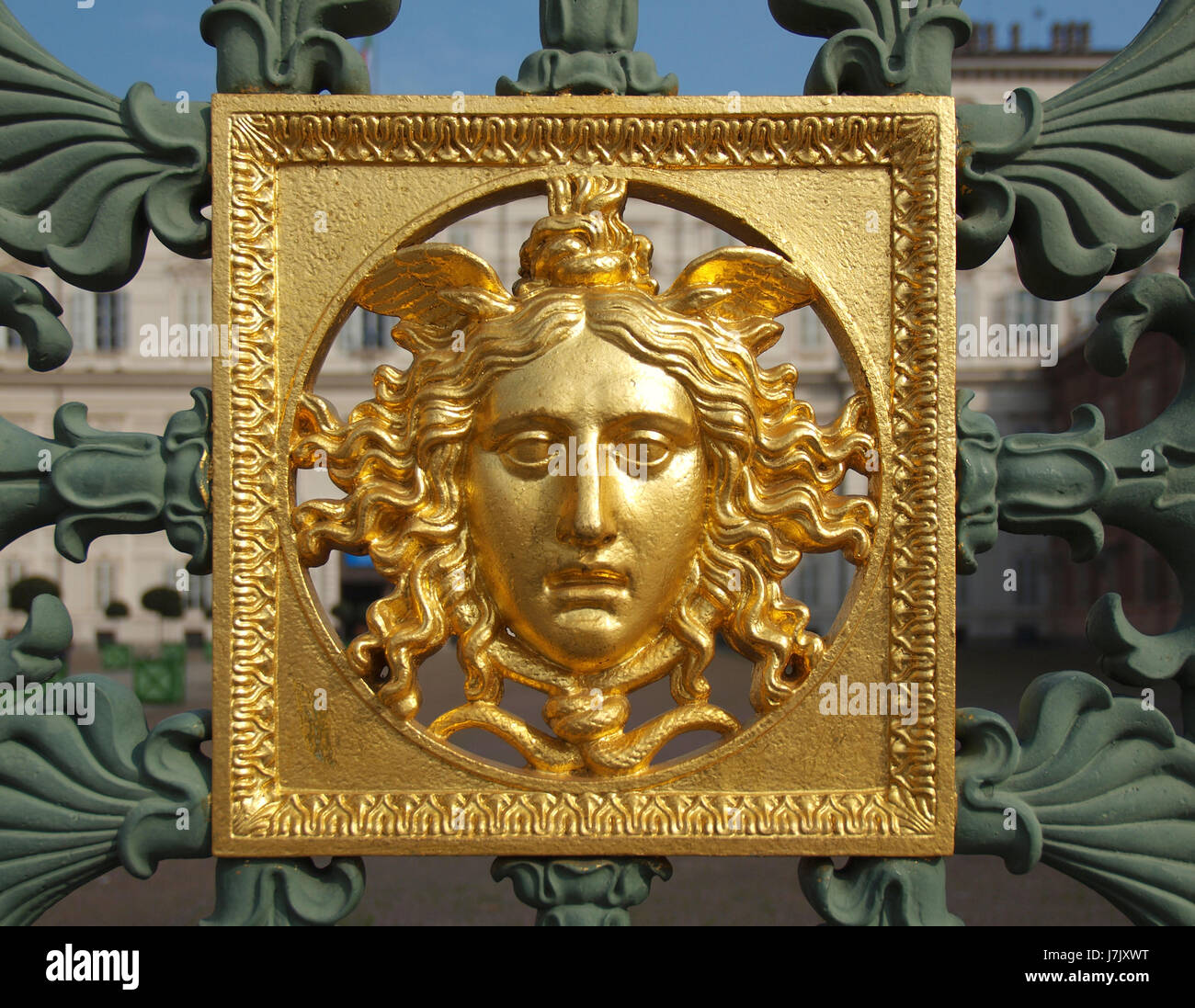 baroque golden ancient fence mask city town monument baroque europe ...