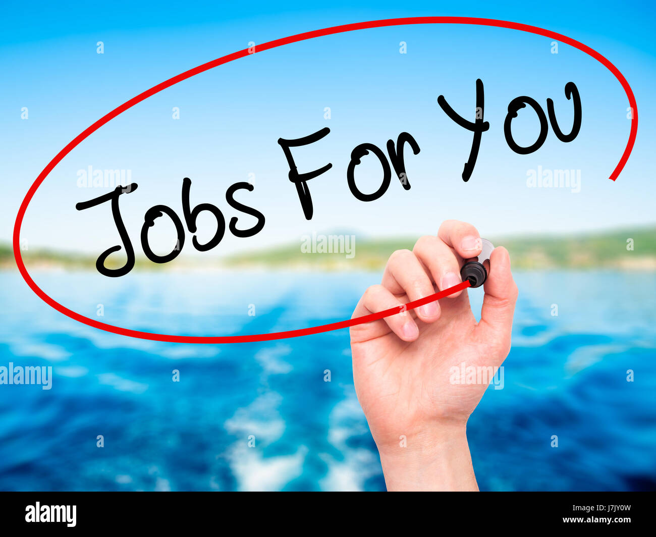 Man Hand writing Jobs For You with black marker on visual screen ...