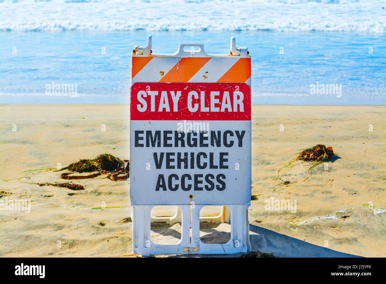 Emergency vehicle access sign in Pacific Beach, California Stock Photo ...