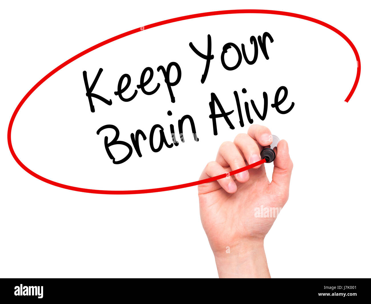 Man Hand writing Keep Your Brain Alive with black marker on visual ...