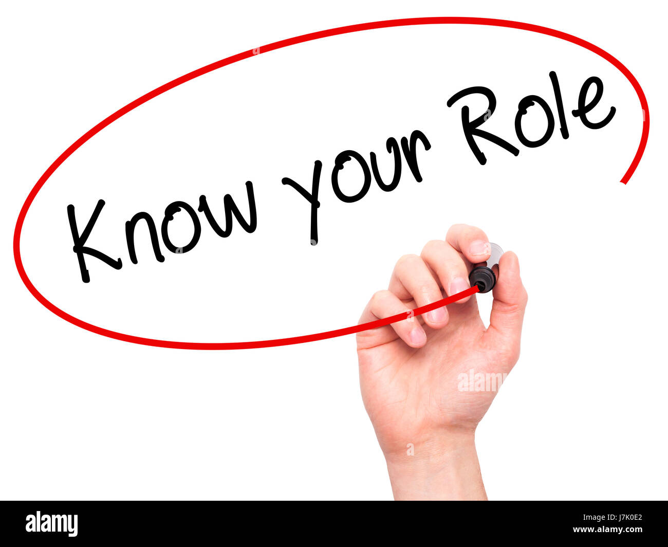 Man Hand writing Know your Role with black marker on visual screen ...