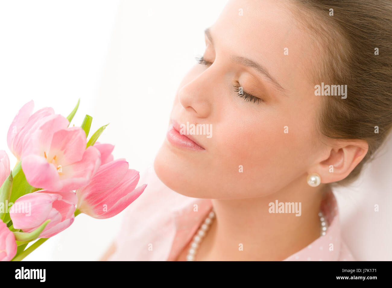 woman fashion flower plant spring tulip smell photo model model woman ...