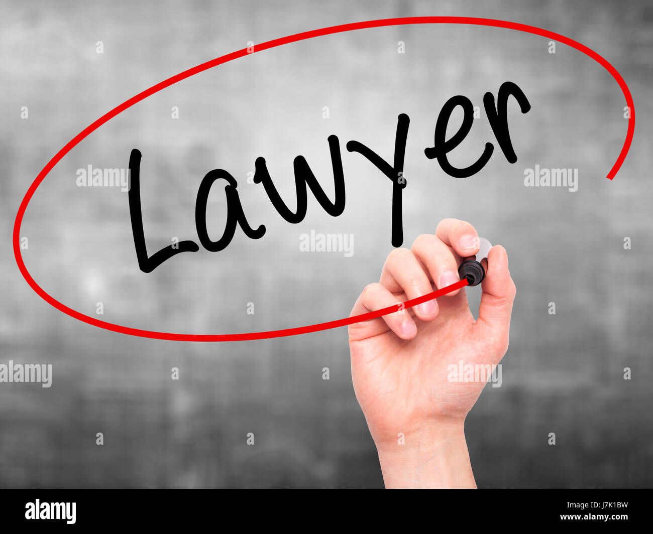 Man Hand writing Lawyer with black marker on visual screen. Isolated on ...