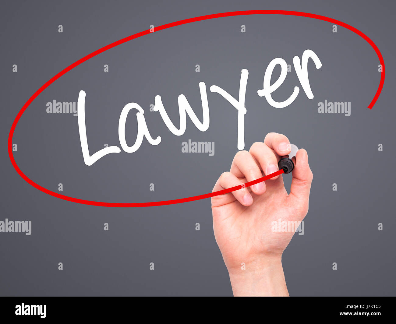 Man Hand writing Lawyer with black marker on visual screen. Isolated on ...