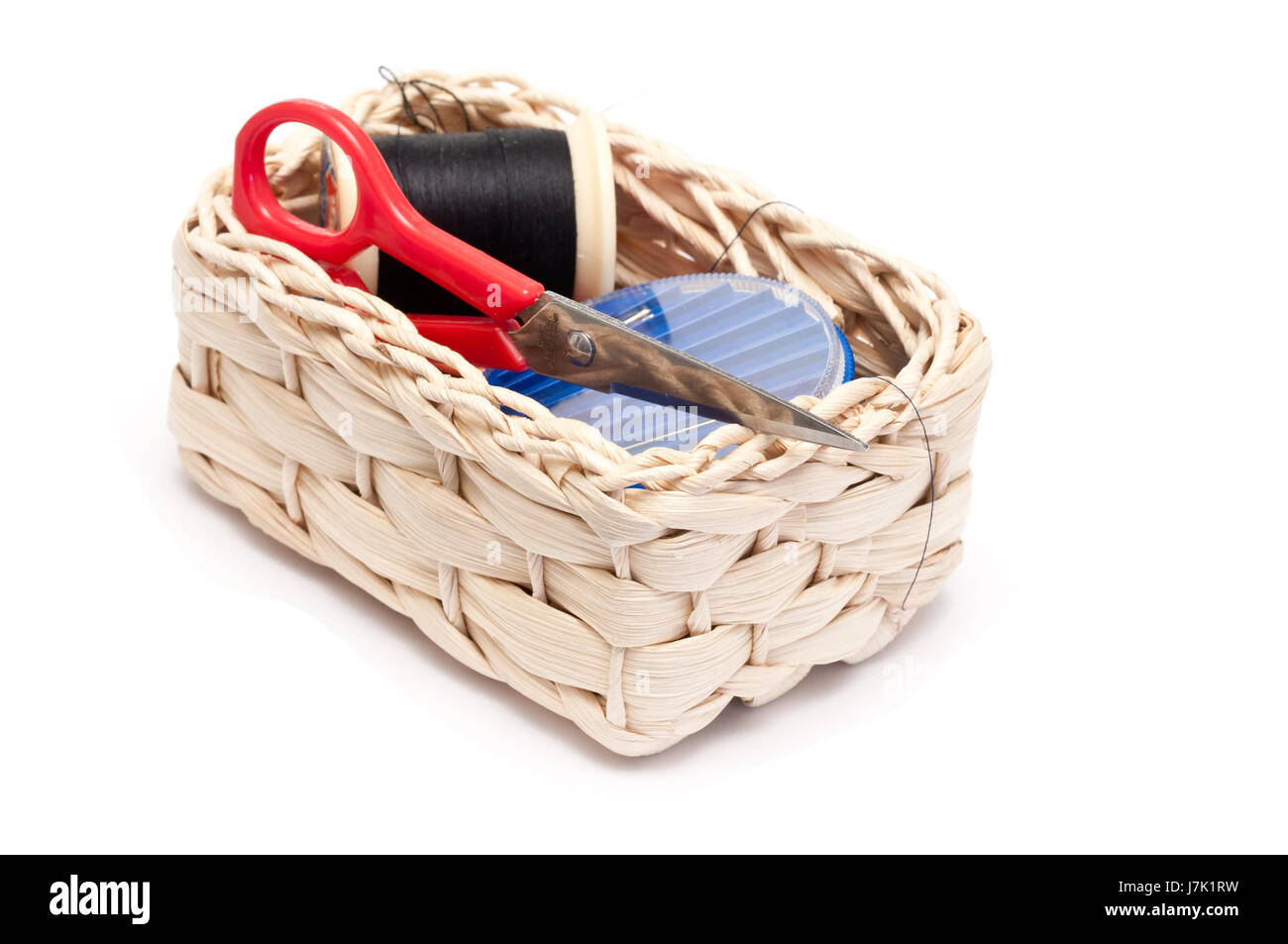 basket pointed thread scissors scissor needle threads netting blue wood ...