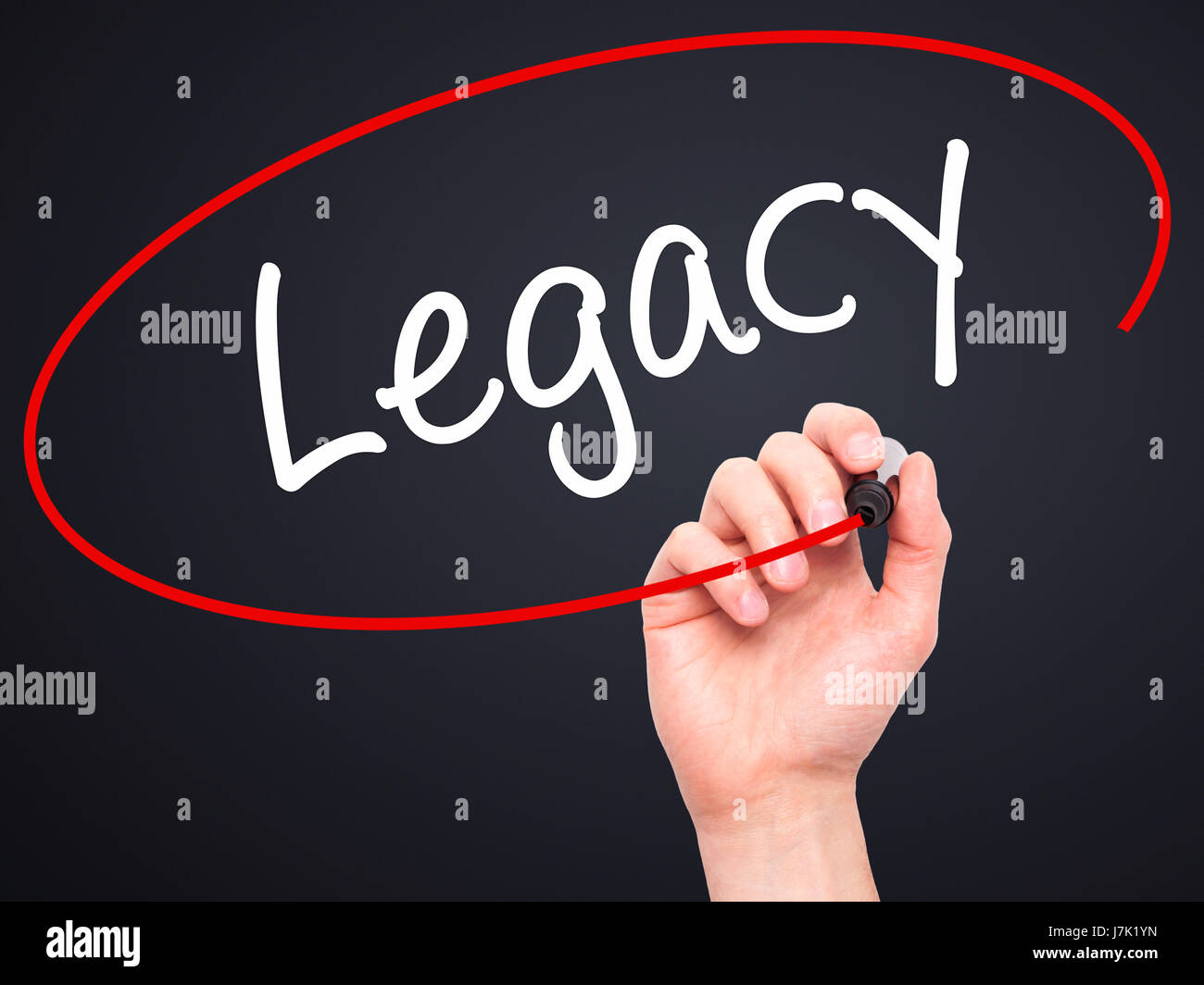 Man Hand writing Legacy with black marker on visual screen. Isolated on ...