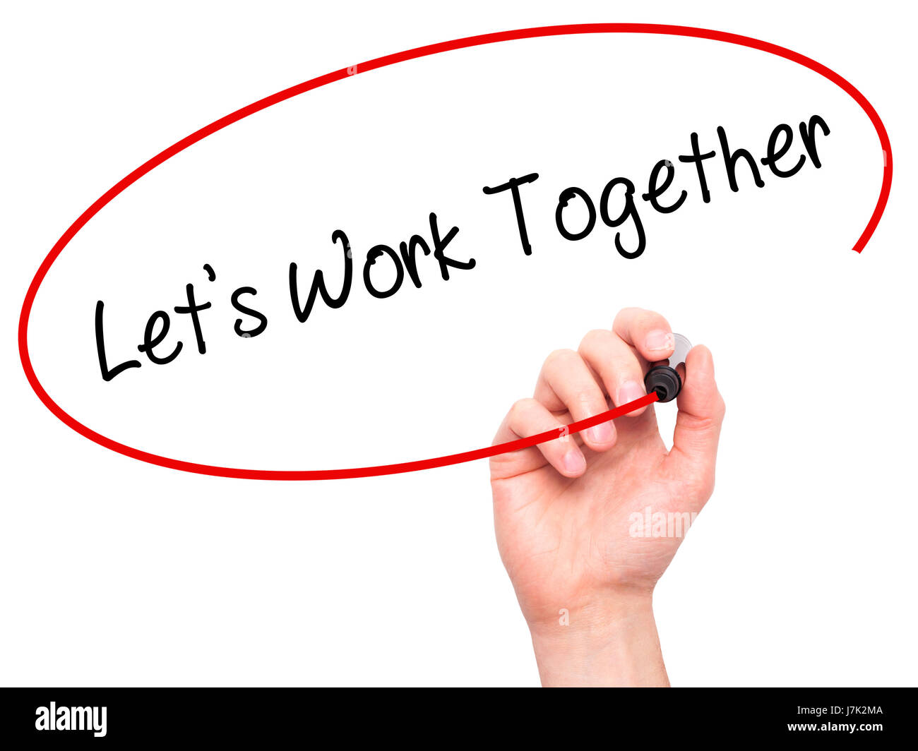 Man Hand writing Lets Work Together with black marker on visual screen ... Man Hand writing Lets Work Together with black marker on visual screen ...