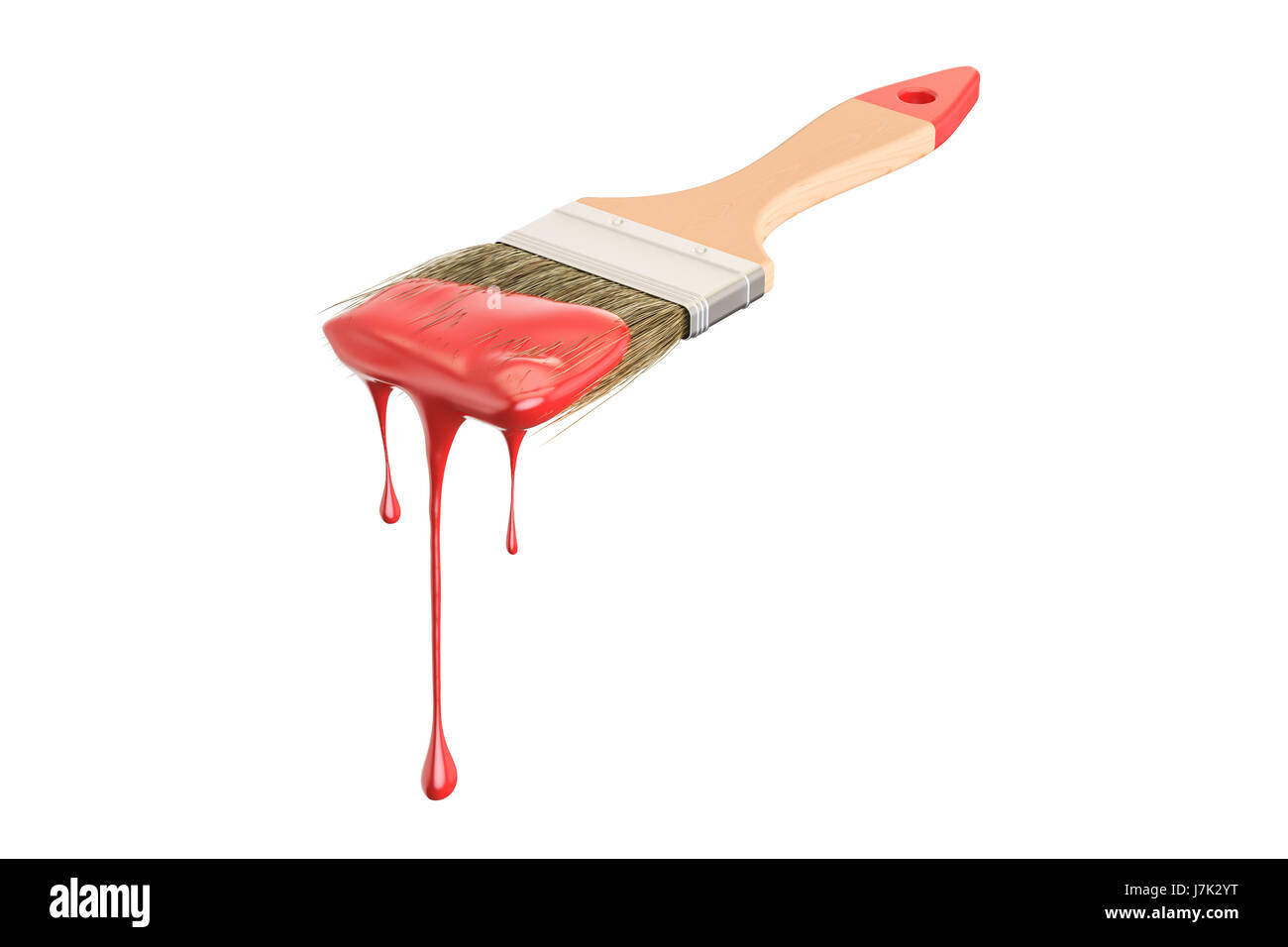 Paintbrush with red paint, 3D rendering isolated on white background ...