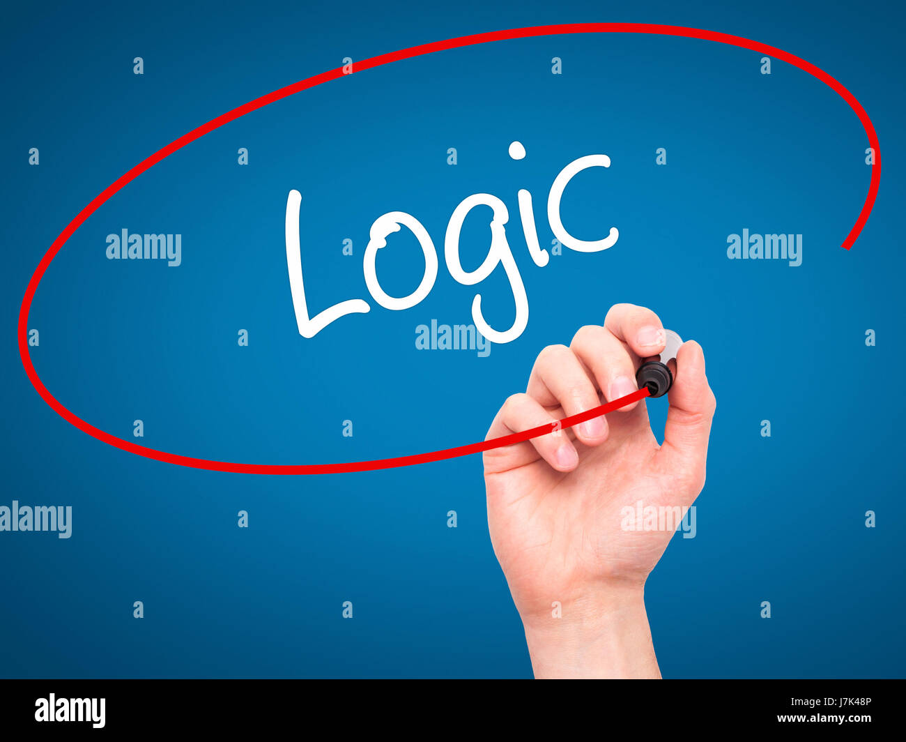 Man Hand writing Logic with black marker on visual screen. Isolated on ...