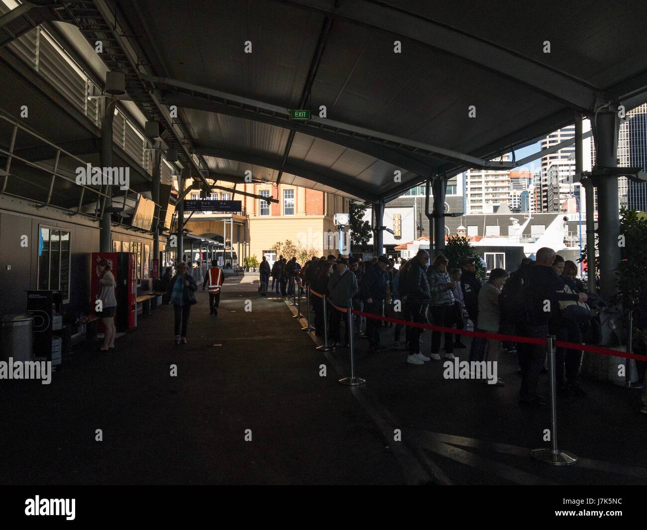 Passengers waiting to board the Waiheke ferry at the Auckland Ferry ...