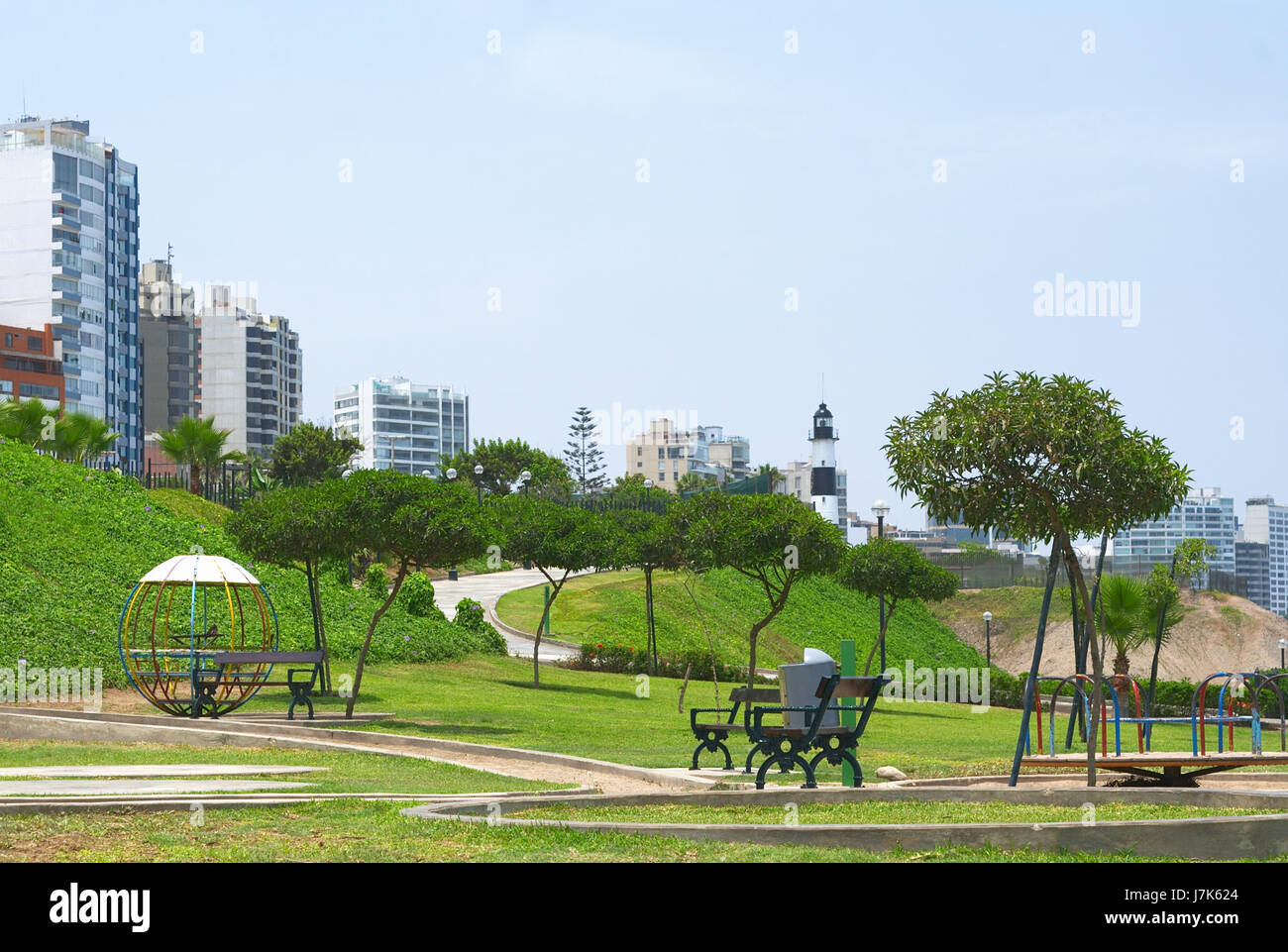 tree park peru seat bench playground building house building city town ...