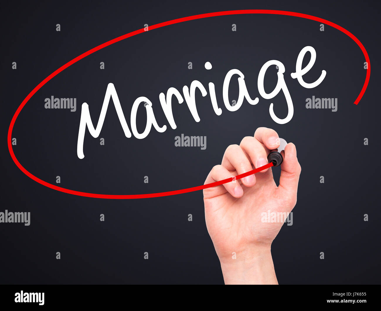 Man Hand writing Marriage with black marker on visual screen. Isolated ...