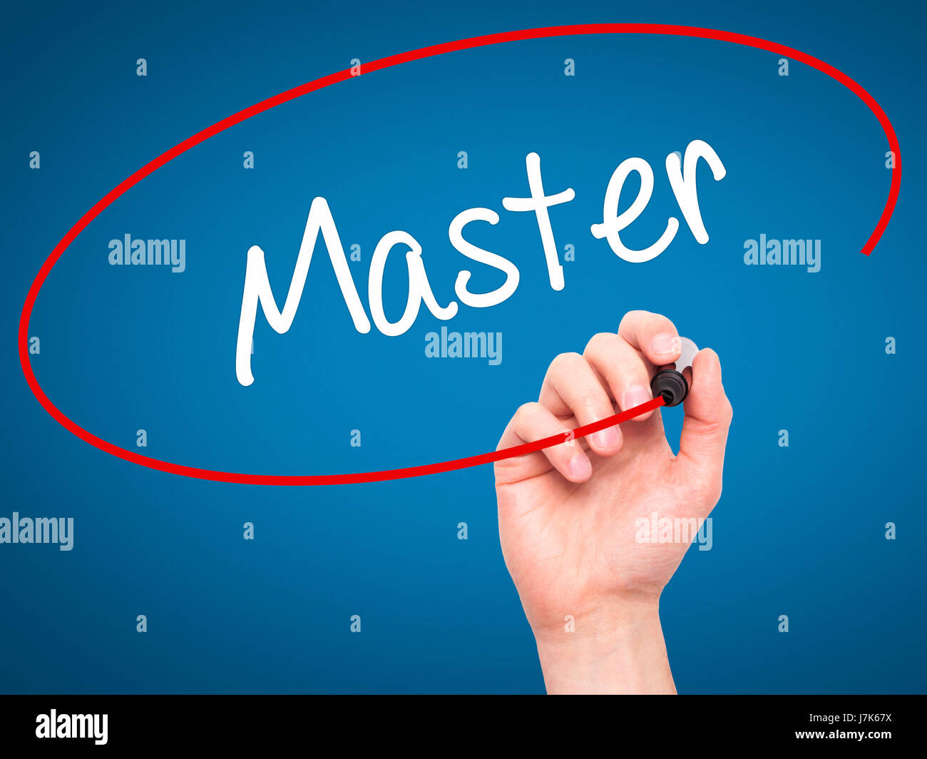 Man Hand writing Master with black marker on visual screen. Isolated on ...
