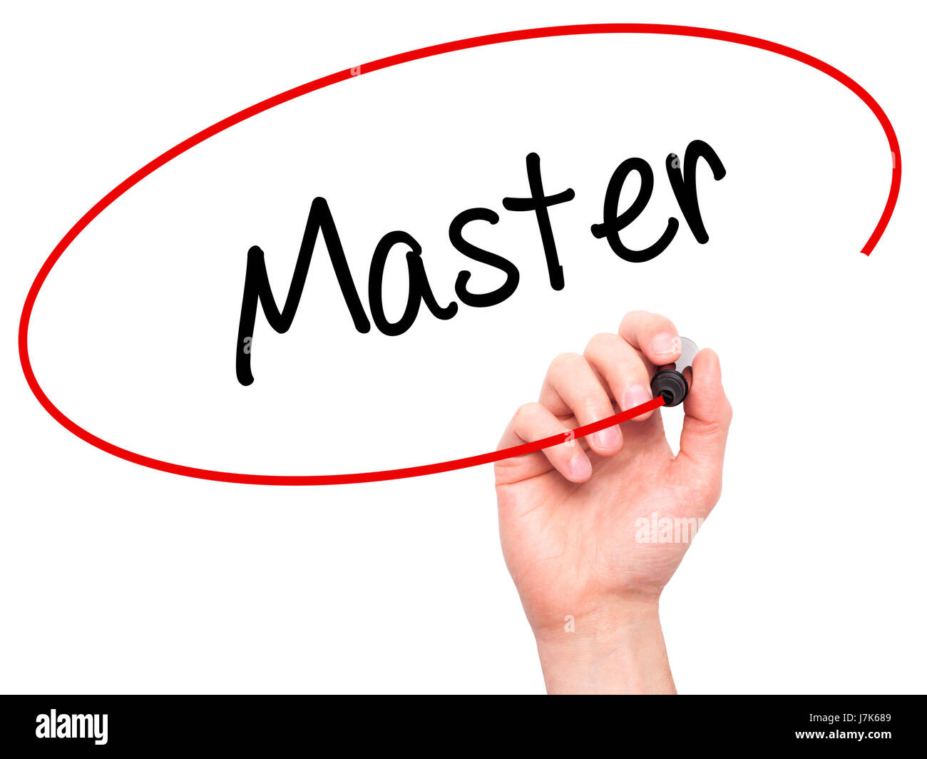 Man Hand writing Master with black marker on visual screen. Isolated on ...