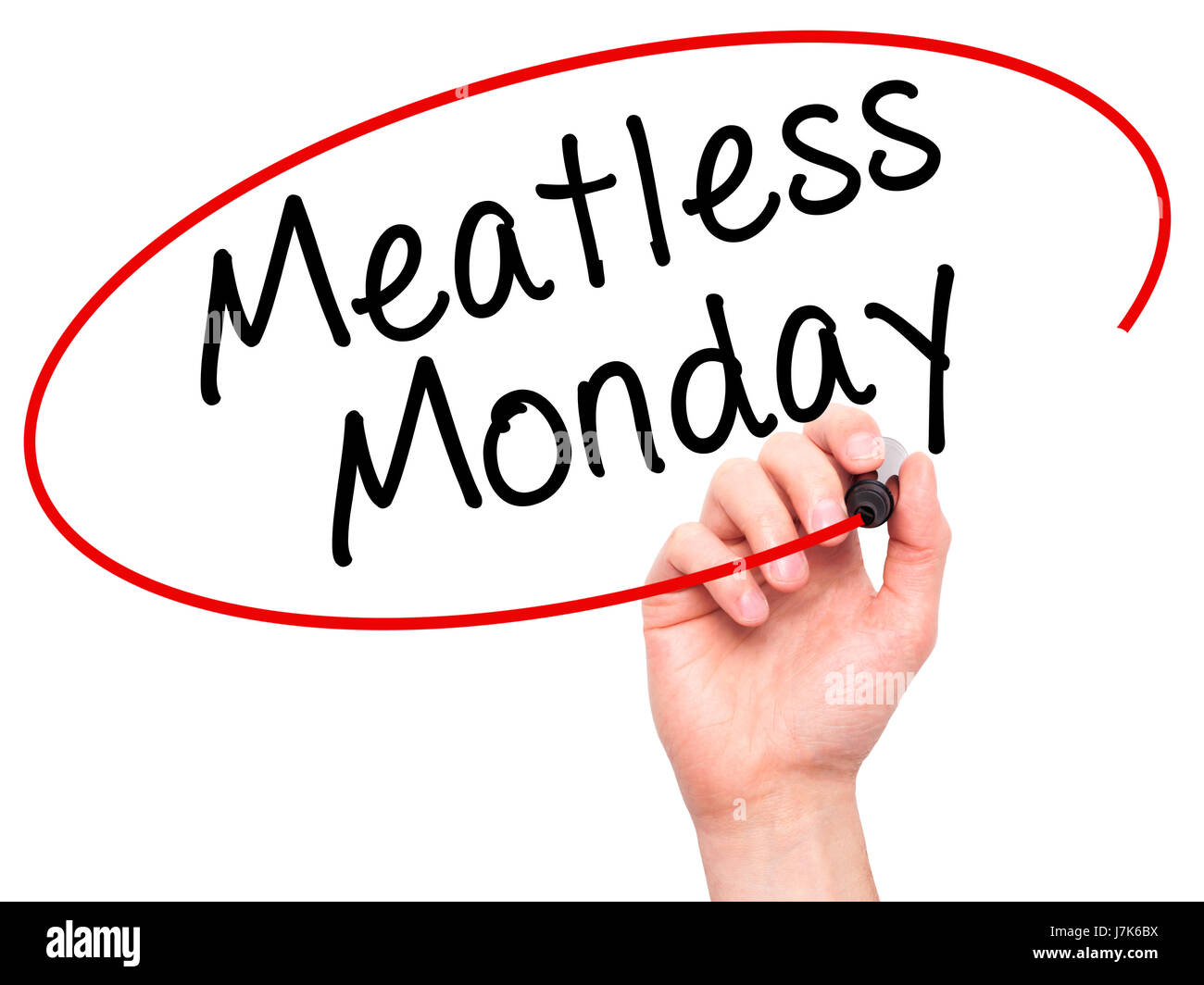 Man Hand writing Meatless Monday with black marker on visual screen ...