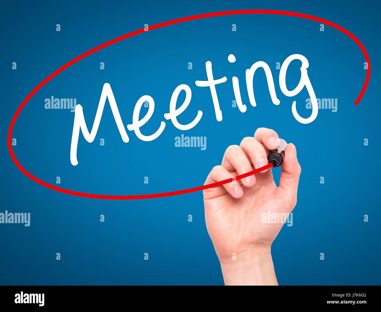 Man Hand writing Meeting with black marker on visual screen. Isolated ...